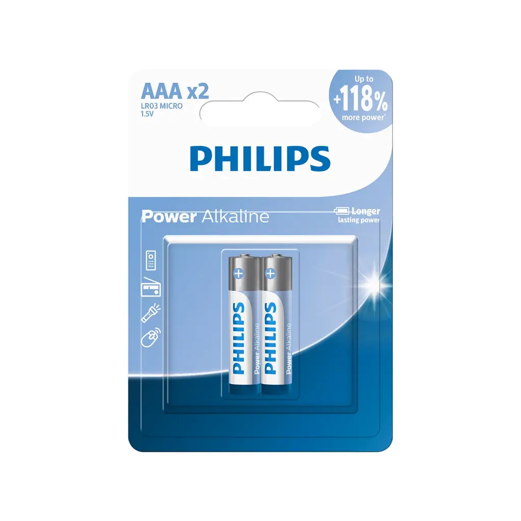 Philips Power Alkaline AAA 2PK - LR03P2B/40 | Compuspeed
